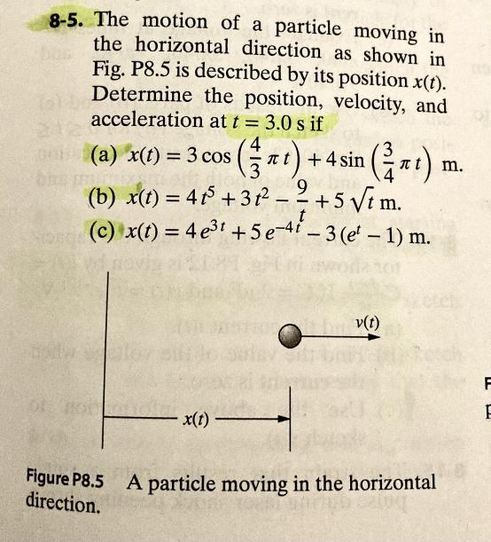 Solved 8-5. The motion of a particle moving in the | Chegg.com