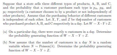 Solved Suppose that a store sells three different types of | Chegg.com