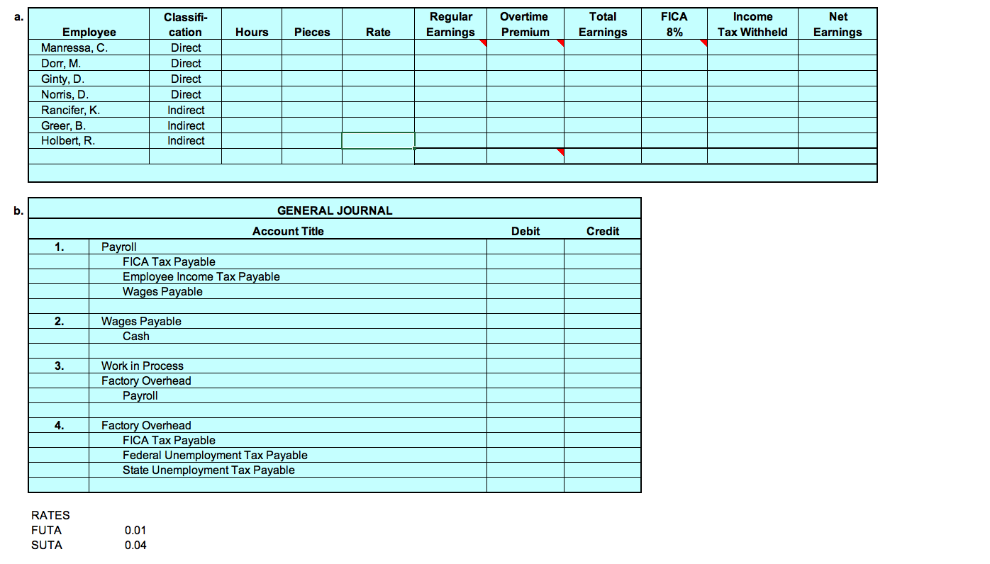 Solved E3-13. Employees' Earnings Using Hourly and | Chegg.com