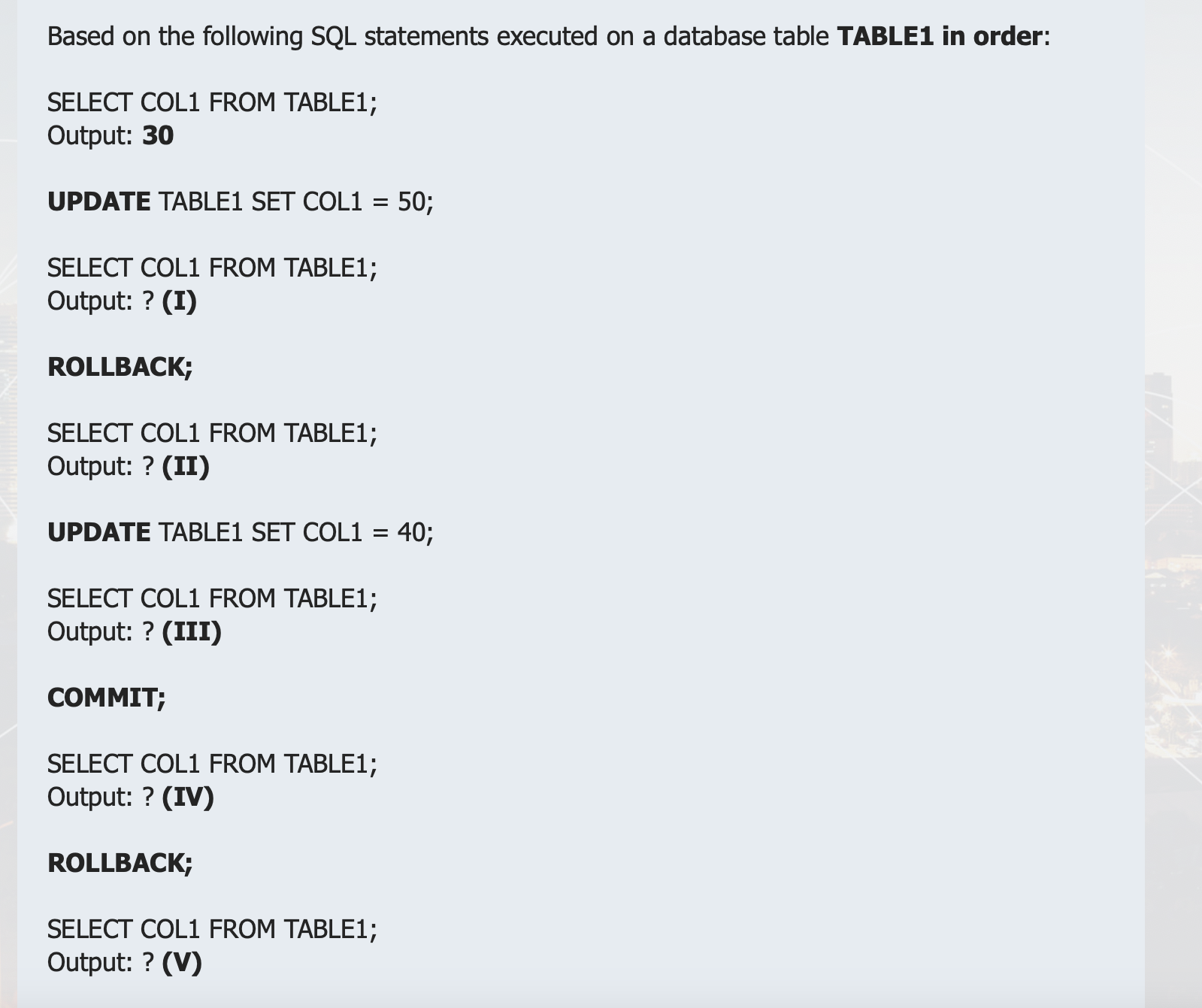 Solved Based on the following SQL statements executed on a | Chegg.com