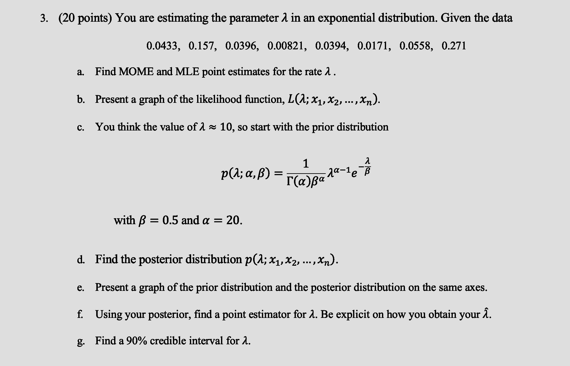 Solved (20 points) You are estimating the parameter λ in an | Chegg.com