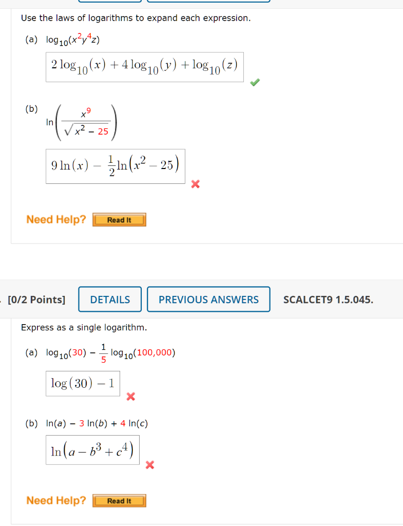 Solved Use the laws of logarithms to expand each expression. | Chegg.com