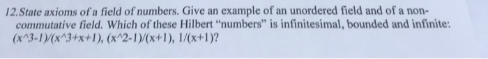 Solved 2.State axioms of a field of numbers. Give an example | Chegg.com