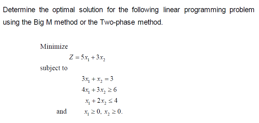 Solved Determine the optimal solution for the following | Chegg.com