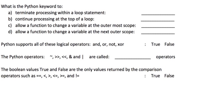 Solved What Is The Python Keyword To A Terminate Processing 5238