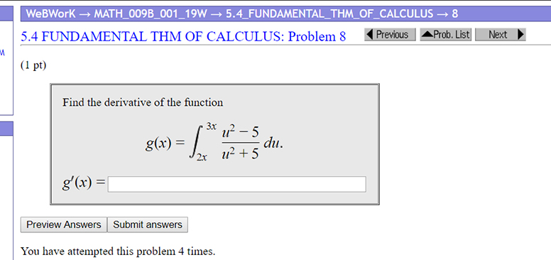 Solved WeBWorK → MATH-0098-001_19w → | Chegg.com