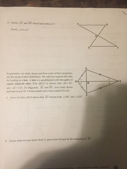 Solved 4. Given: AC and BD bisect each other at O Prove: ZAC | Chegg.com