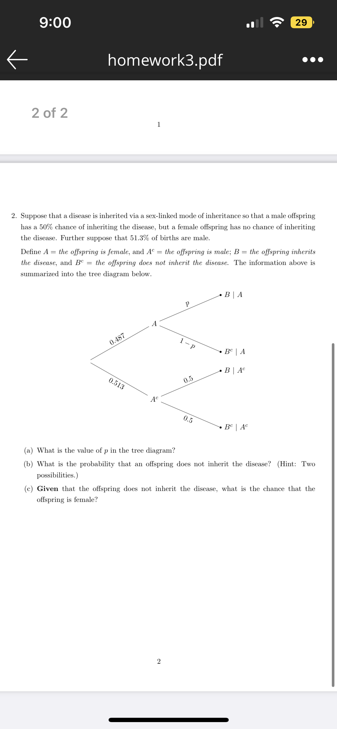 Solved 2. Suppose that a disease is inherited via a | Chegg.com