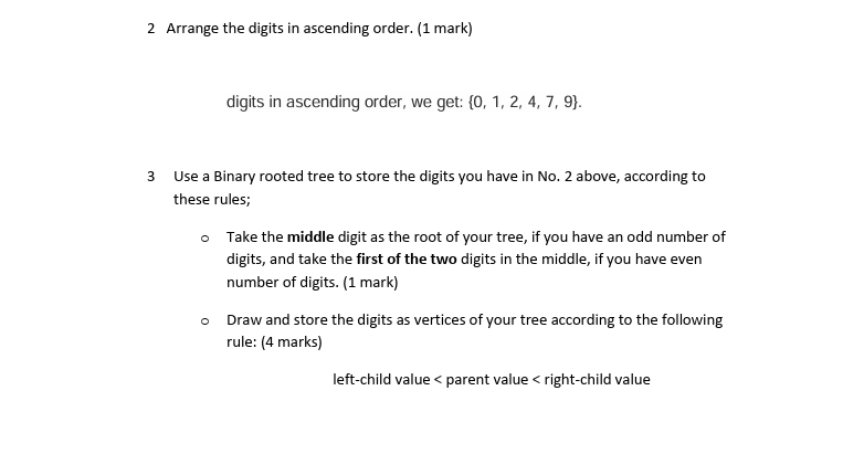 Solved 2 Arrange the digits in ascending order. (1 mark) | Chegg.com