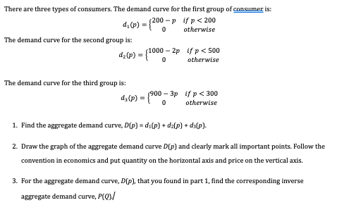 Solved There are three types of consumers. The demand curve | Chegg.com