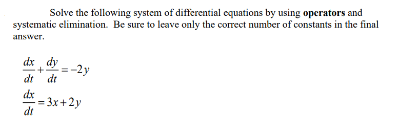 Solved Solve the following system of differential equations | Chegg.com