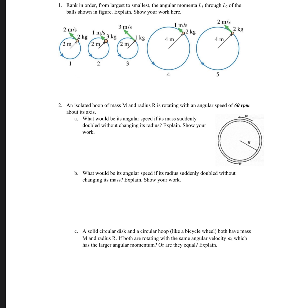 Solved 1. Rank in order, from largest to smallest, the | Chegg.com