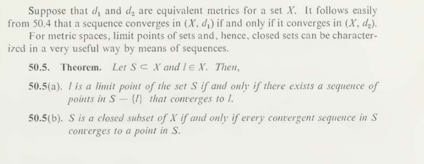Solved 50. CONVERGENT SEQUENCES IN METRIC SPACES We have | Chegg.com