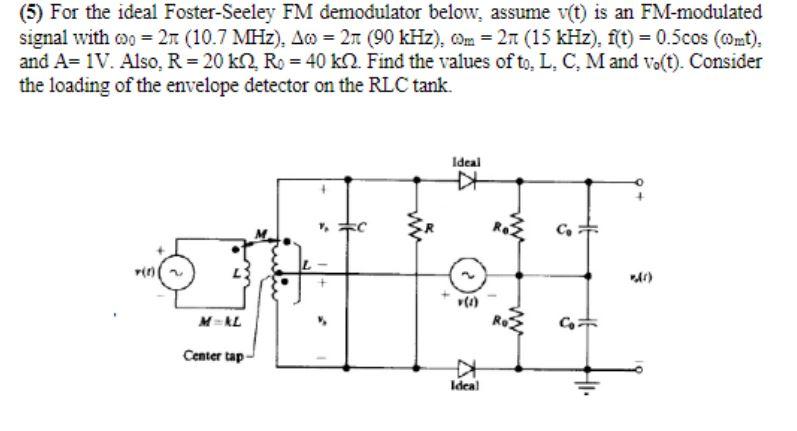 (5) For the ideal Foster-Seeley FM demodulator below, | Chegg.com