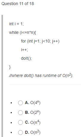 Solved Question 11 of 18 int i = 1; while (i