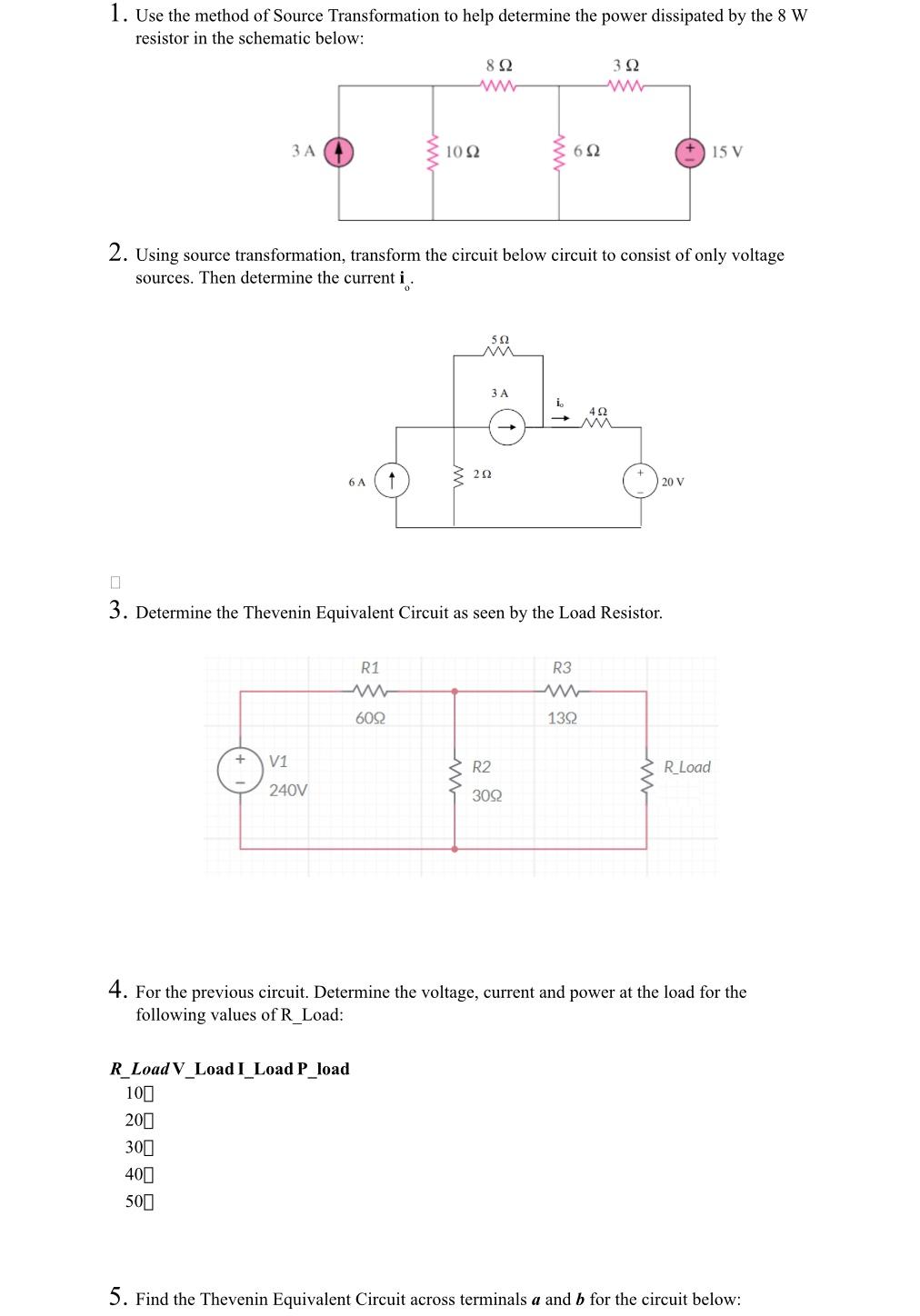 Solved 1. Use the method of Source Transformation to help | Chegg.com