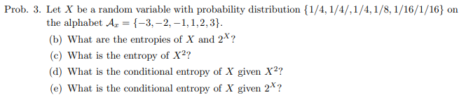 Solved Prob. 3. Let X be a random variable with probability | Chegg.com