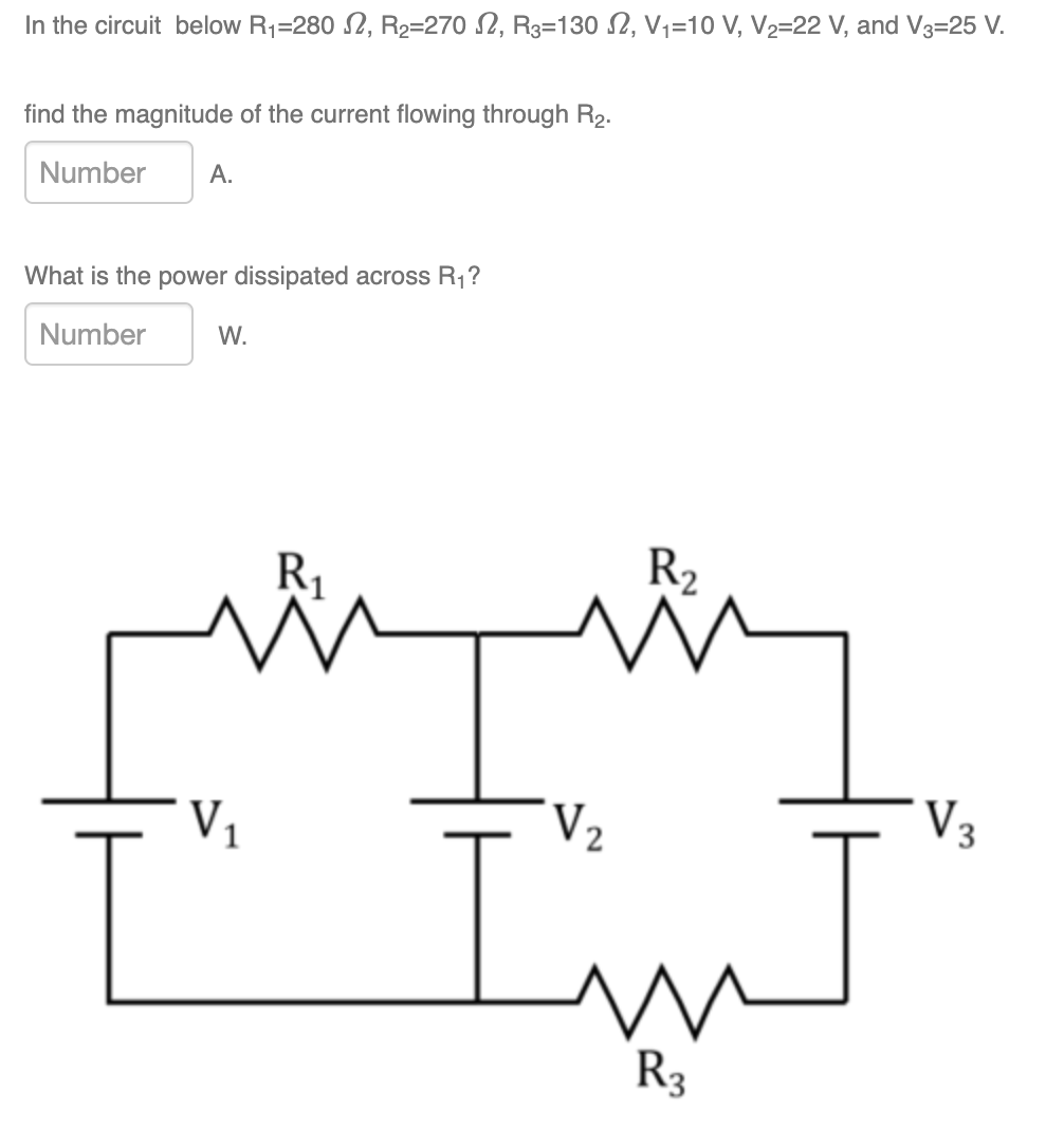 Solved In the circuit below R1=280Ω,R2=270Ω,R3=130Ω,V1=10 | Chegg.com