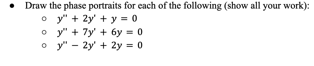 Solved Draw the phase portraits for each of the following | Chegg.com