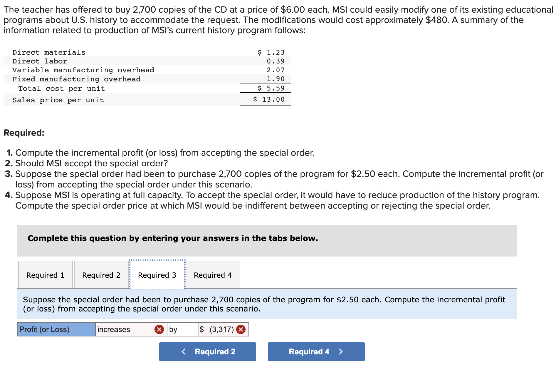 Solved Morning Sky, Incorporated (MSI), manufactures and | Chegg.com