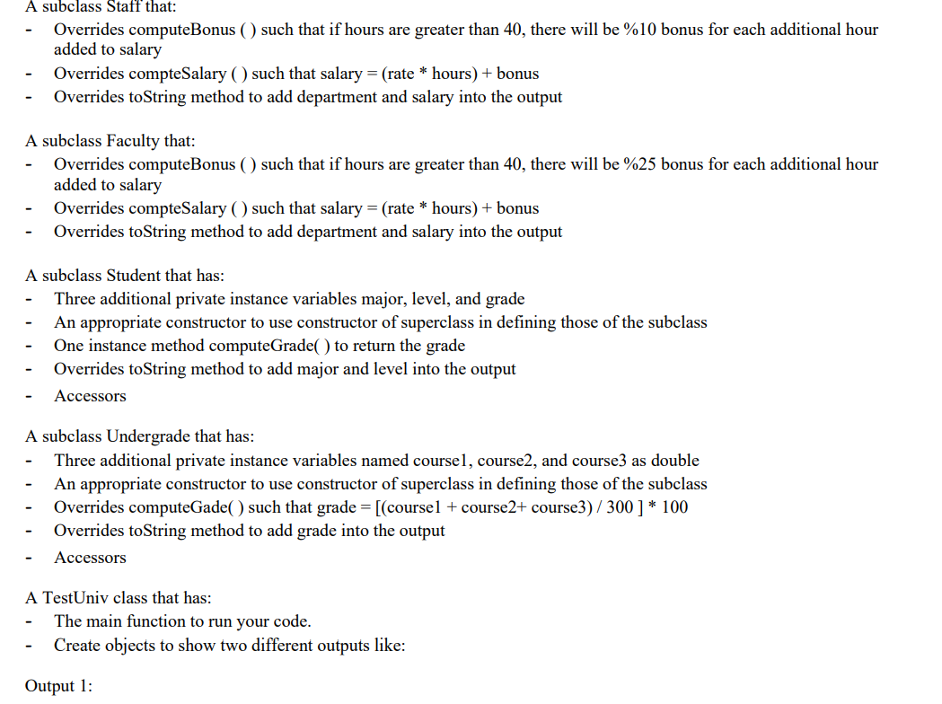 Solved A subclass Employee that has: - Five additional | Chegg.com