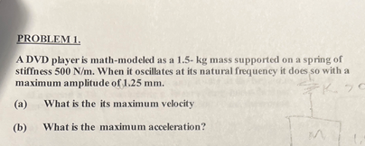 Solved A DVD player is math-modeled as a 1.5- kg mass | Chegg.com