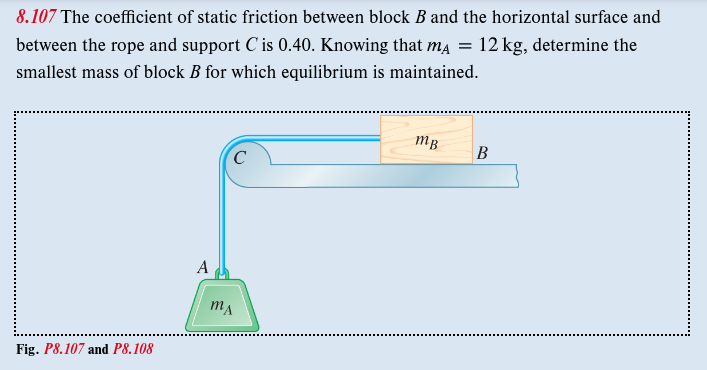 Solved 8.107 The coefficient of static friction between | Chegg.com