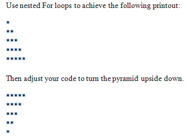 Solved Use nested For loops to achieve the following | Chegg.com
