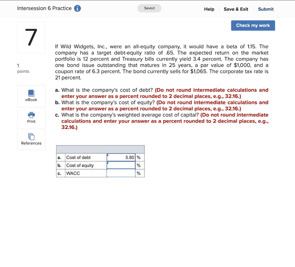 Solved If Wild Widgets, Inc., were an all-equity company, it | Chegg.com