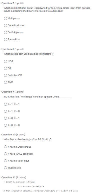 Solved Question 7 (1 point) Which combinational circuit is | Chegg.com