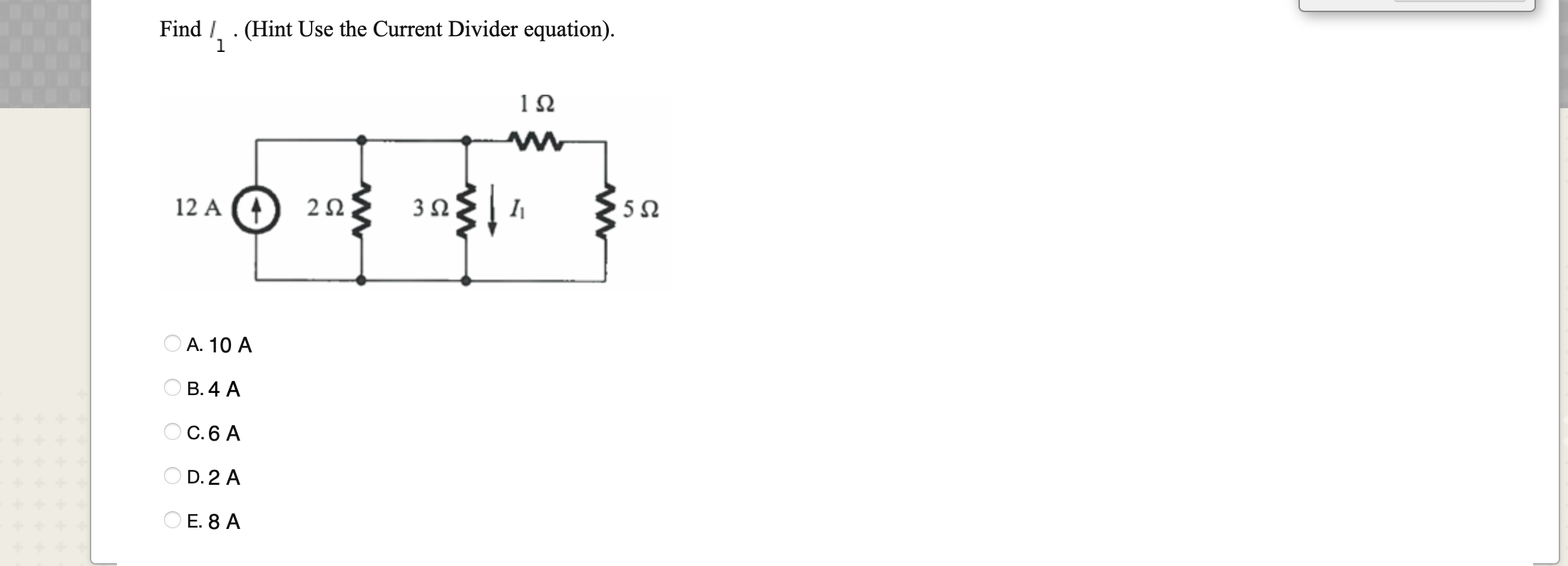 Solved Find 1, . (Hint Use the Current Divider equation). 1 | Chegg.com