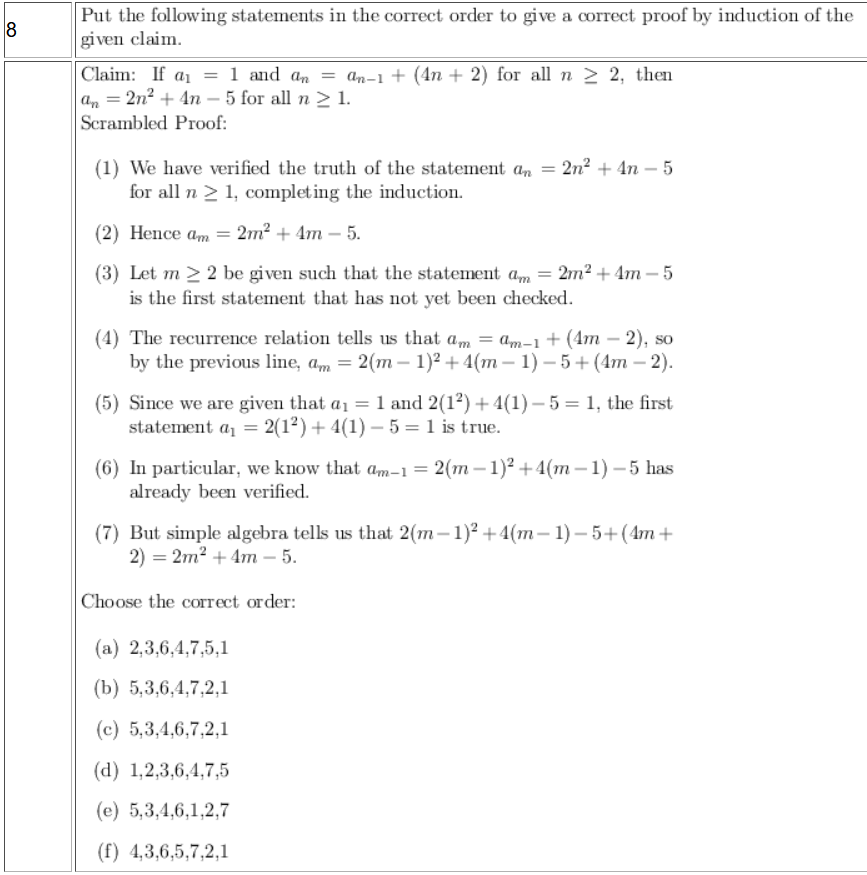 Solved Put the following statements in the correct order to | Chegg.com