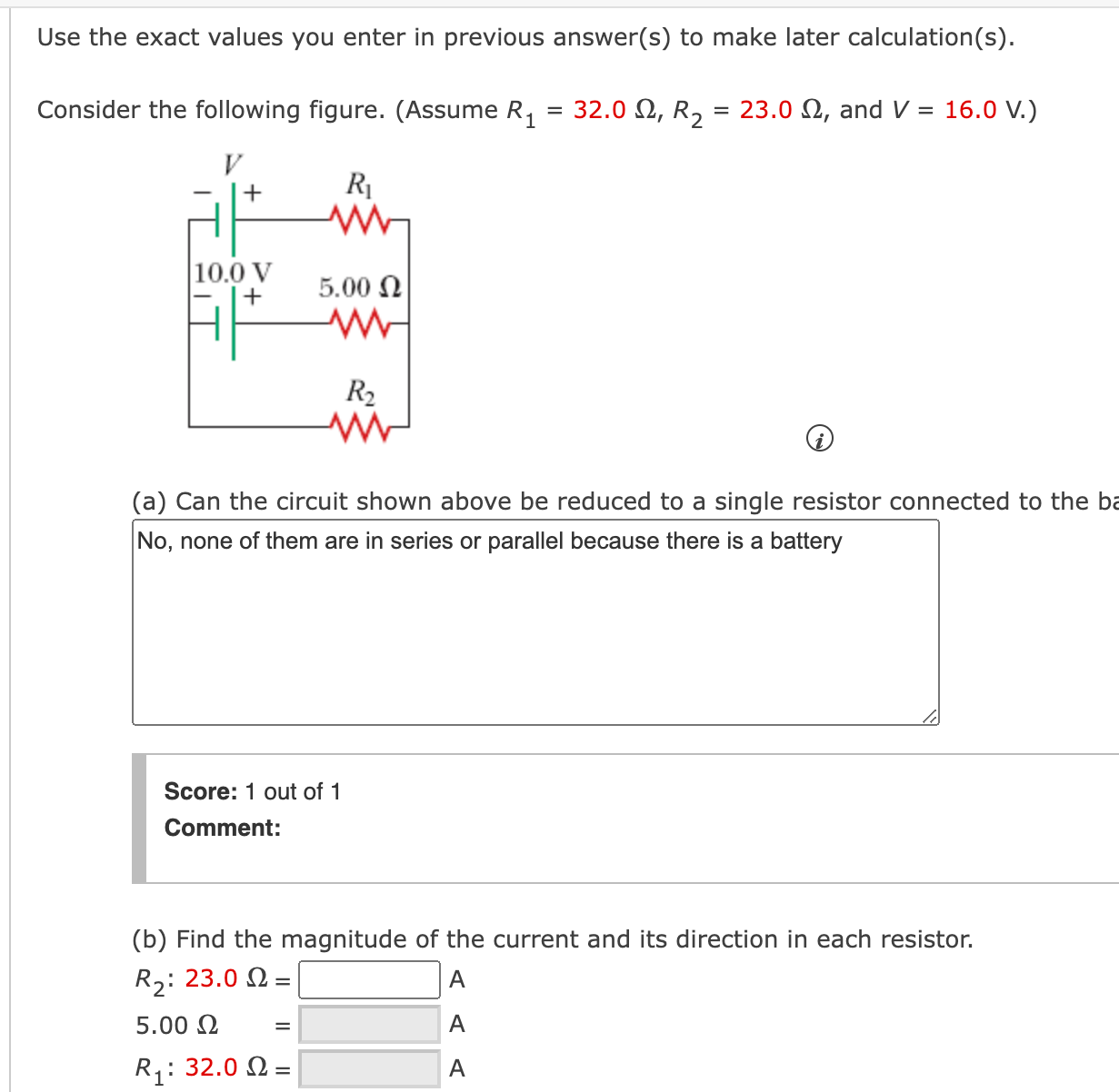 Solved Use the exact values you enter in previous answer(s) | Chegg.com