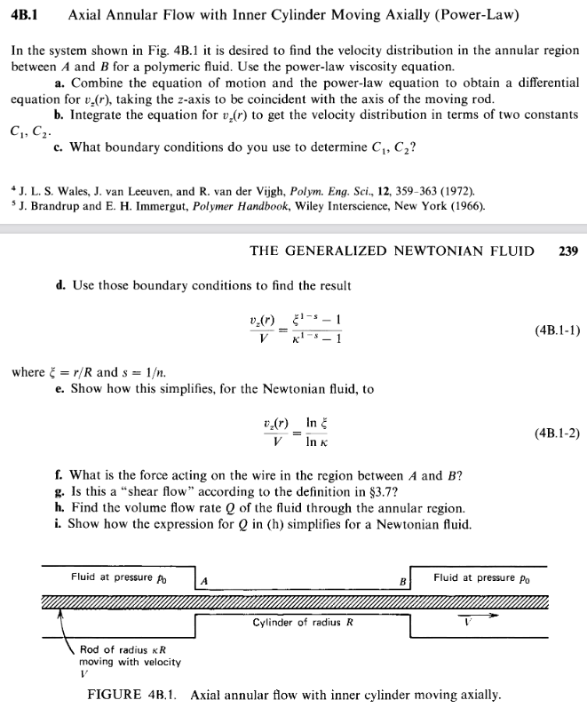 4B.1 Axial Annular Flow with Inner Cylinder Moving | Chegg.com