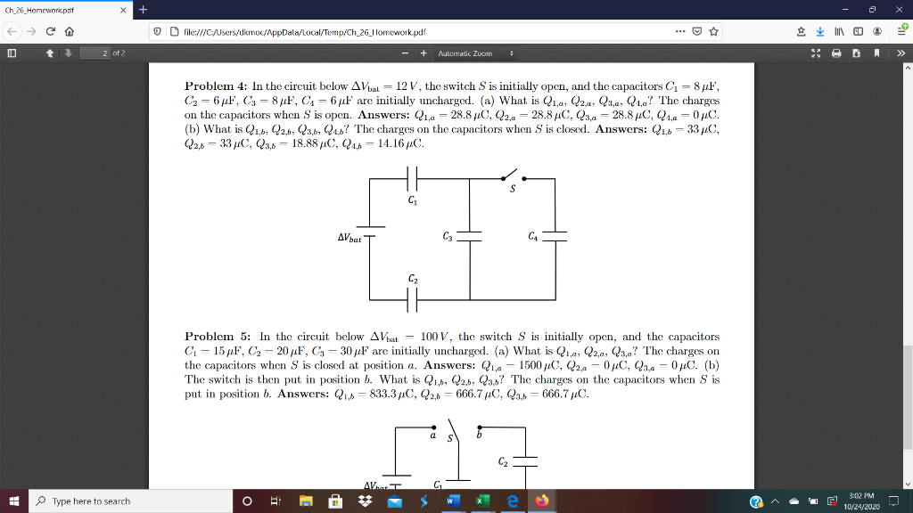 Problem 4:In the circuit below ∆Vbat= 12V, the | Chegg.com