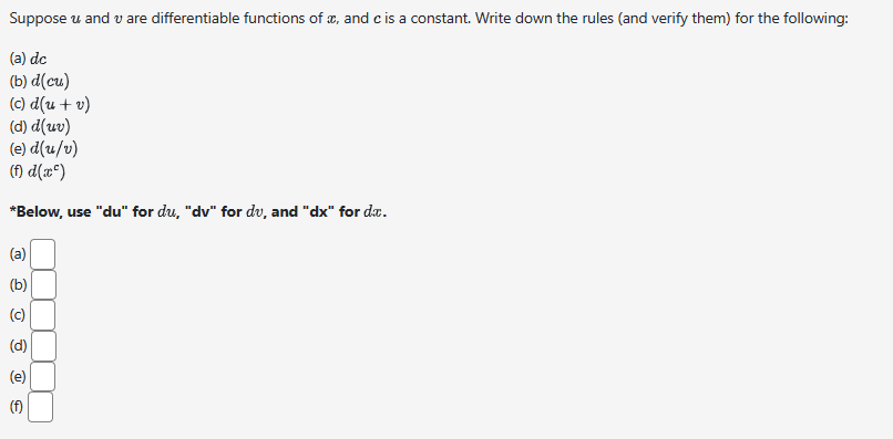 Solved Suppose u ﻿and v ﻿are differentiable functions of x, | Chegg.com