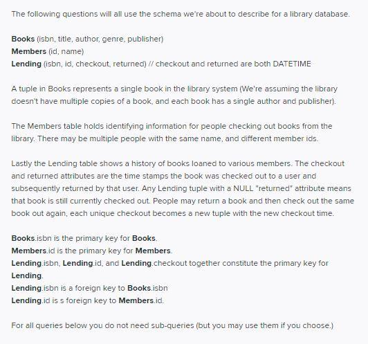 Solved Write a query to find the books currently checked out | Chegg.com