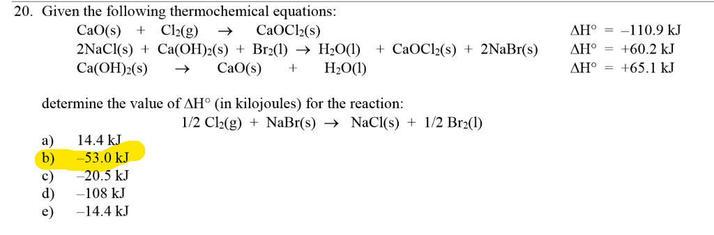 Solved Given the following thermochemical equations: CaO(s) | Chegg.com