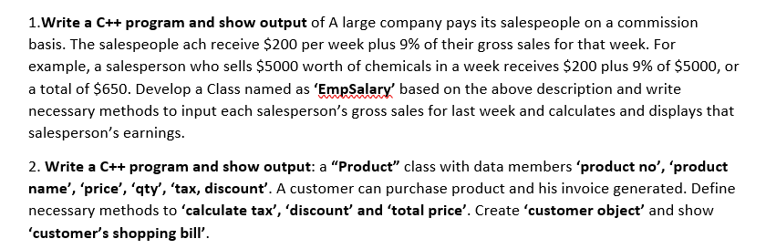 Solved 1.Write a C++ program and show output of A large | Chegg.com