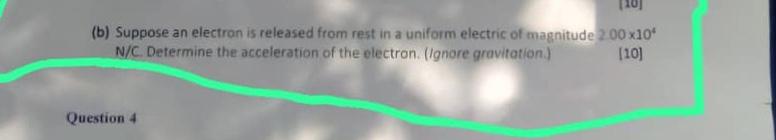 Solved (b) Suppose an electron is released from rest in a | Chegg.com