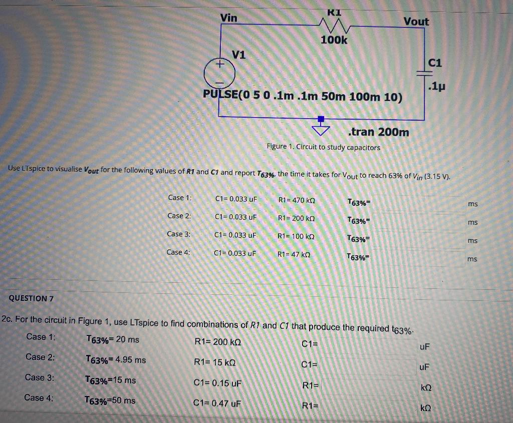 Solved Hgure 1. Circuit to study capacitors Use LTspice to | Chegg.com