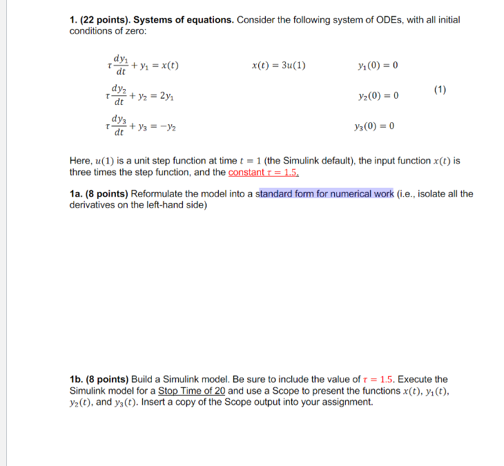 Solved 1. (22 points). Systems of equations. Consider the | Chegg.com