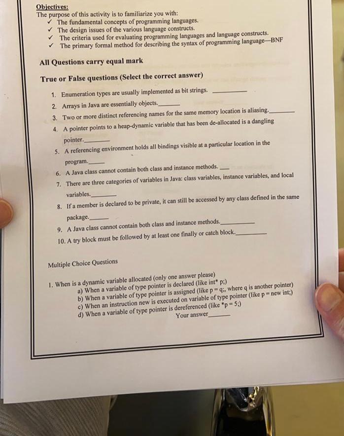 Solved Computer Science Department 278 CCS-5 Concepts of | Chegg.com