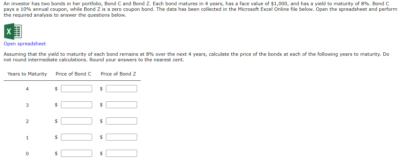 Solved Bond valuationTime Paths of Bonds C and Z Bond Value | Chegg.com