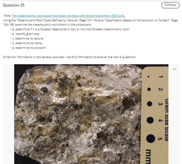 Solved Note: The metamorphic rock shown here does not react | Chegg.com