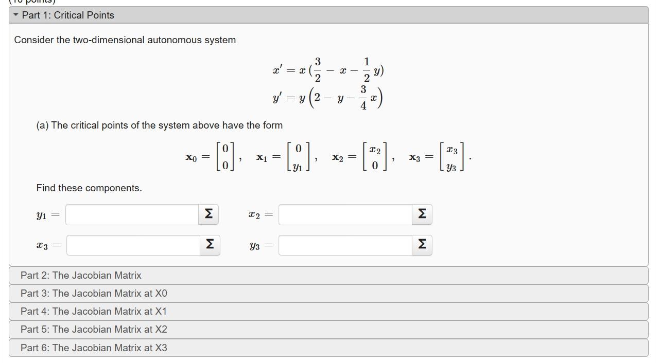 Solved Consider the two-dimensional autonomous system | Chegg.com