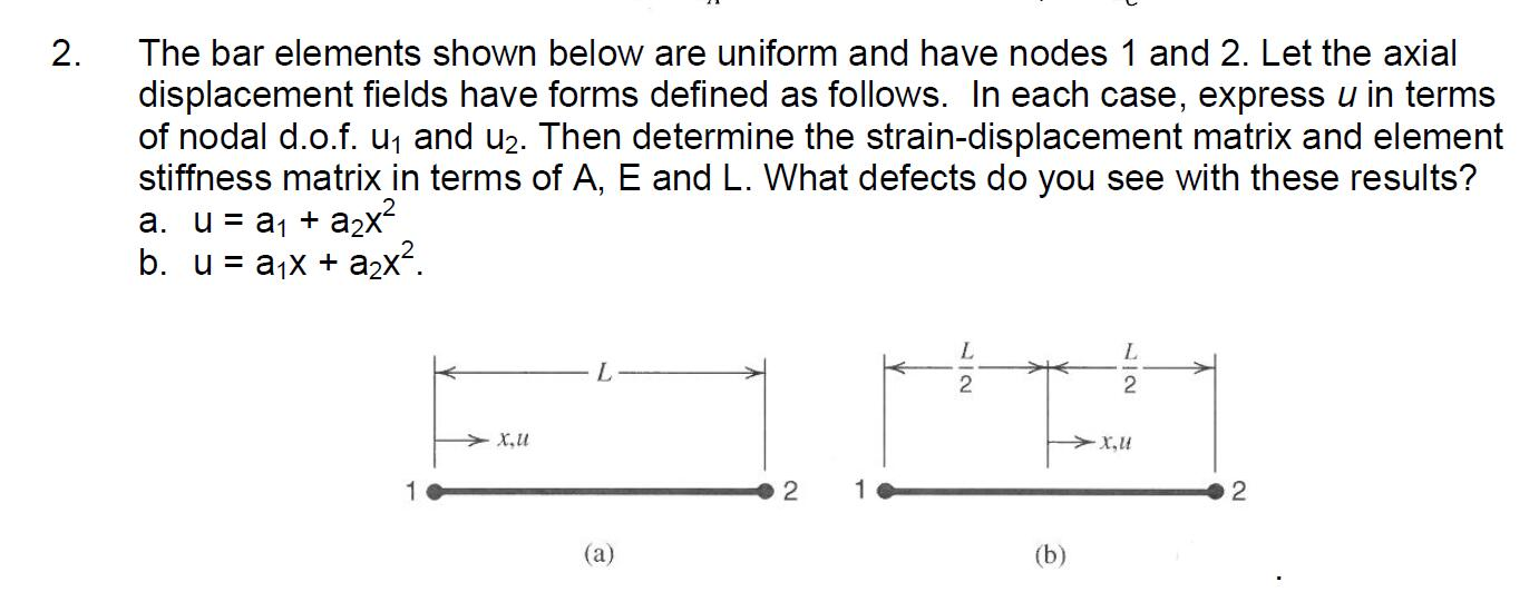 Solved 1. 2. The bar elements shown below are uniform and | Chegg.com