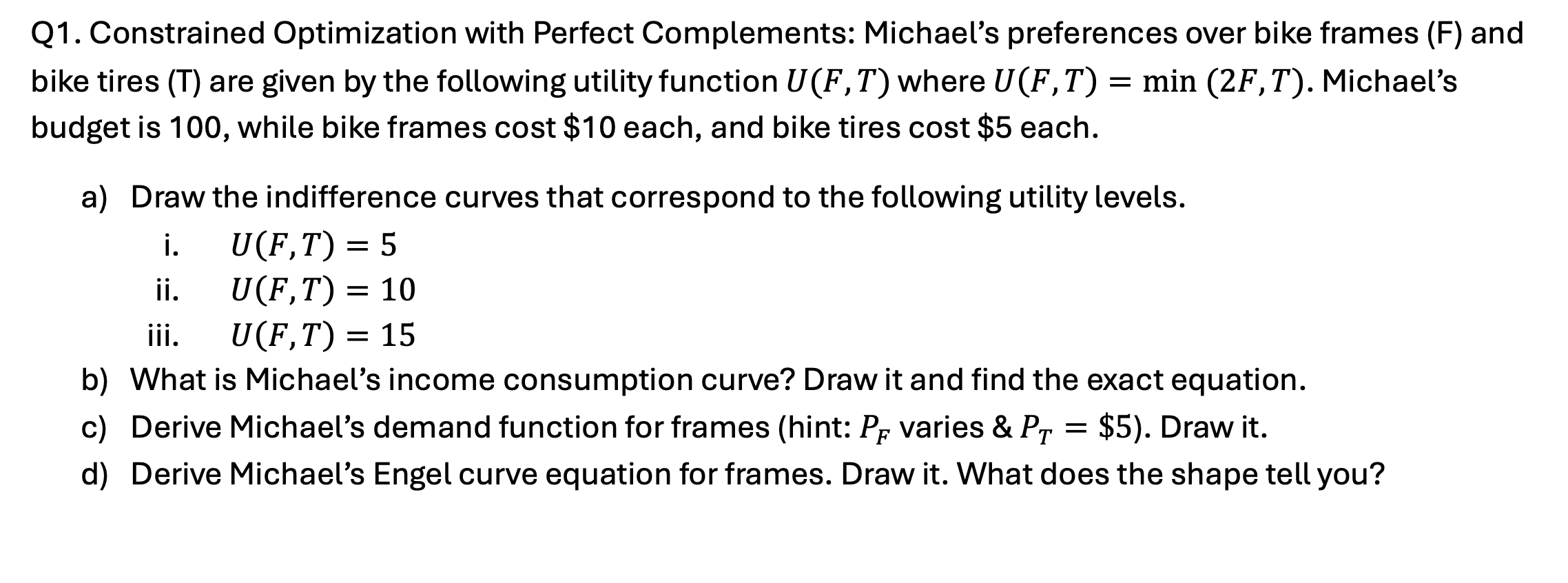 Solved Q1. ﻿Constrained Optimization with Perfect | Chegg.com
