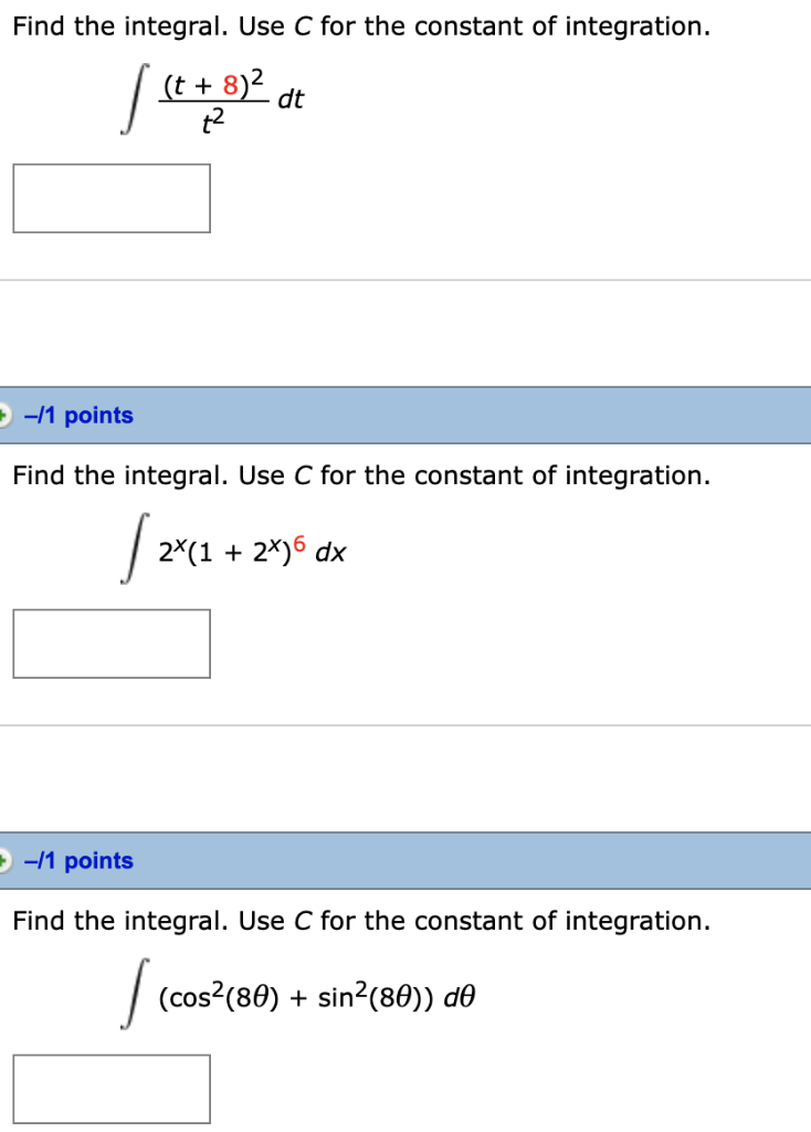 Solved Find the integral. Assume m 0. Use c for the constant | Chegg.com