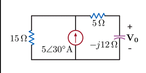 Solved Find the phasor voltage Vo in the following circuit | Chegg.com
